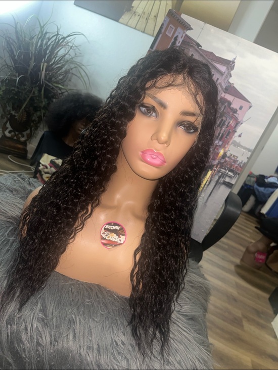 Hair | Natural Curl 10 Human Hair Center Parted Lace Front Wig Black ...